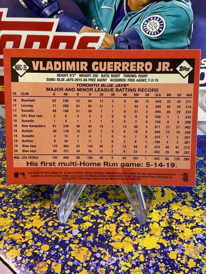 Vladimir Guerrero Jr 2021 Topps '86 Topps Silver Pack Chrome Mojo ...