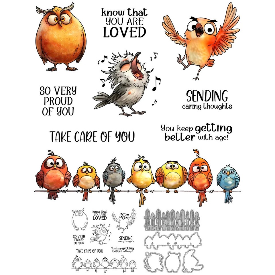 Silly Cartoon Birds so Very Proud of You Metal Cutting Dies Clear ...