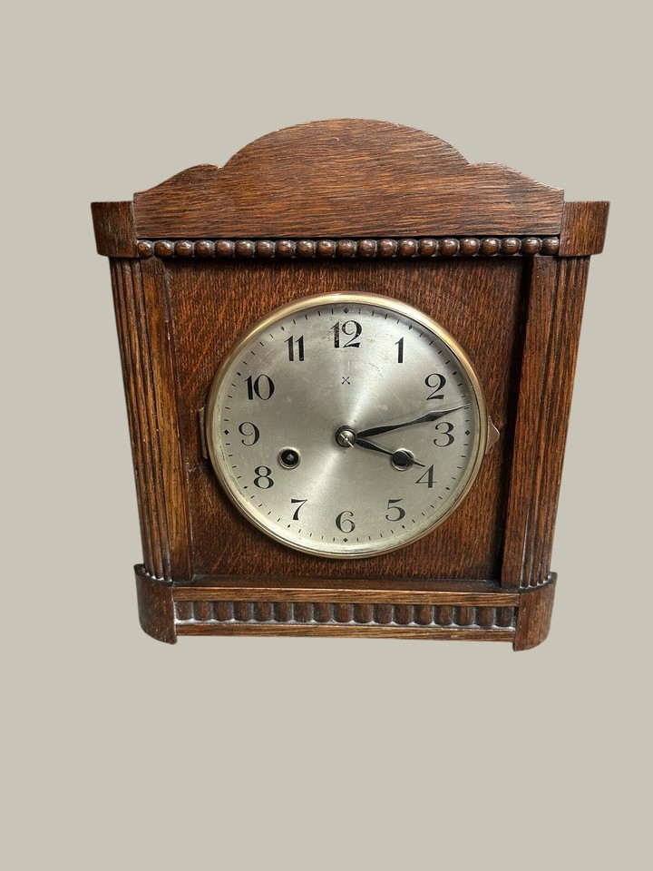 Antique German HAC Oak Hammer Strike Clock - Architectural Form Pillars ...