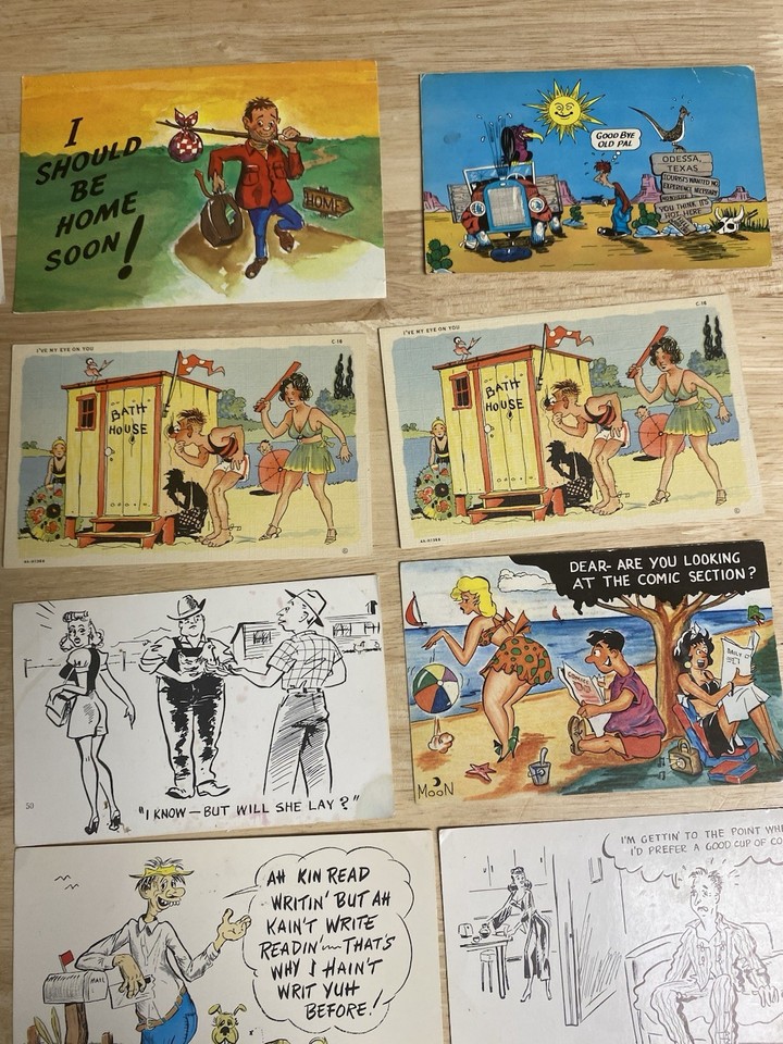 Lot of 18 Vintage Comic Postcards CT Bathing Cartoon Comedy Humor Linen ...