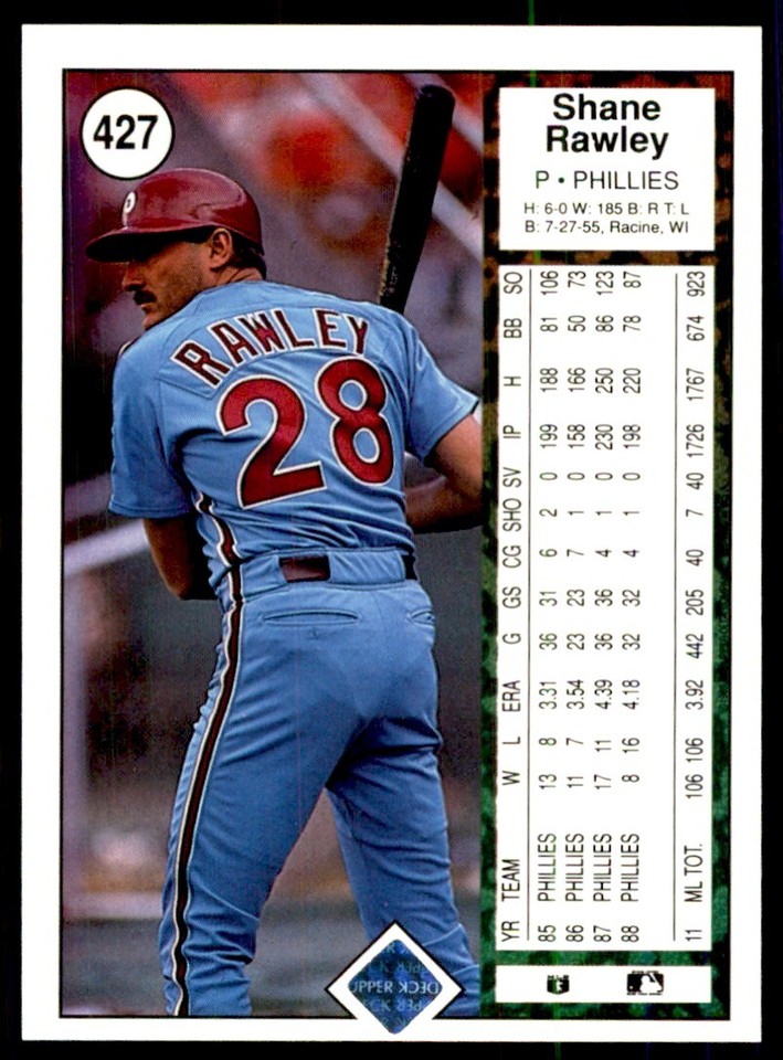 1989 Upper Deck Shane Rawley Baseball Cards #427 | eBay