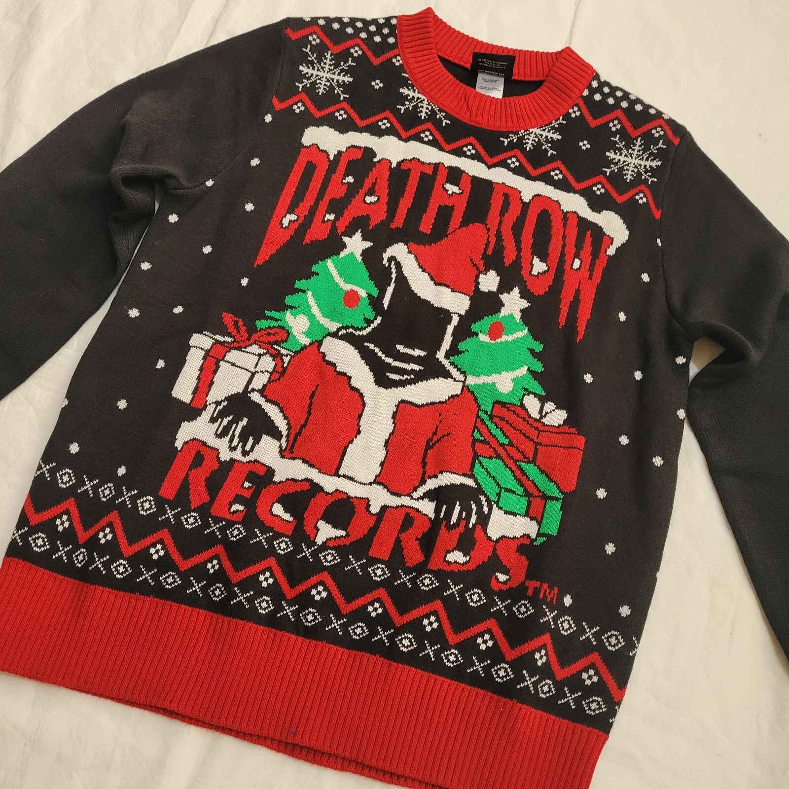 Death Row Records Ugly Christmas Sweater Black Red Green Santa 2021 ...