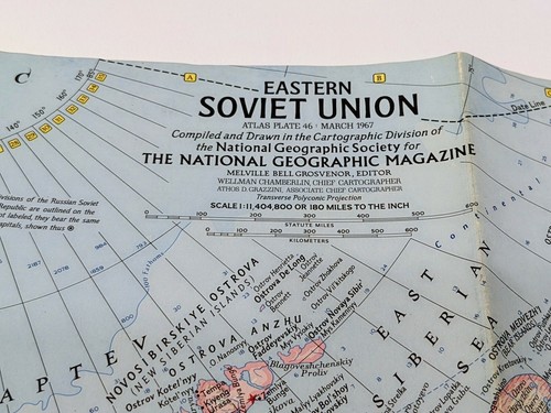 National Geographic Magazine Supplement Map March 1967 Eastern Soviet Union | eBay