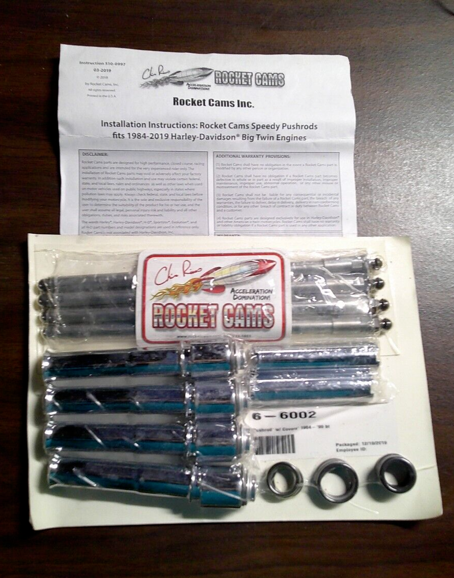 Pushrod Kit, Speedy Pushrod Kit W/Covers, Rocket Cams #6-6002, New, '84 ...