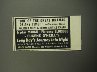1957 Long Day's Journey into Night Play Ad - One of the great dramas of ...