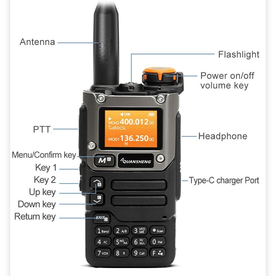 Quansheng UVK6 Walkie Talkies Dual Band Two-Way Radio Handheld 5W UV-K5 ...