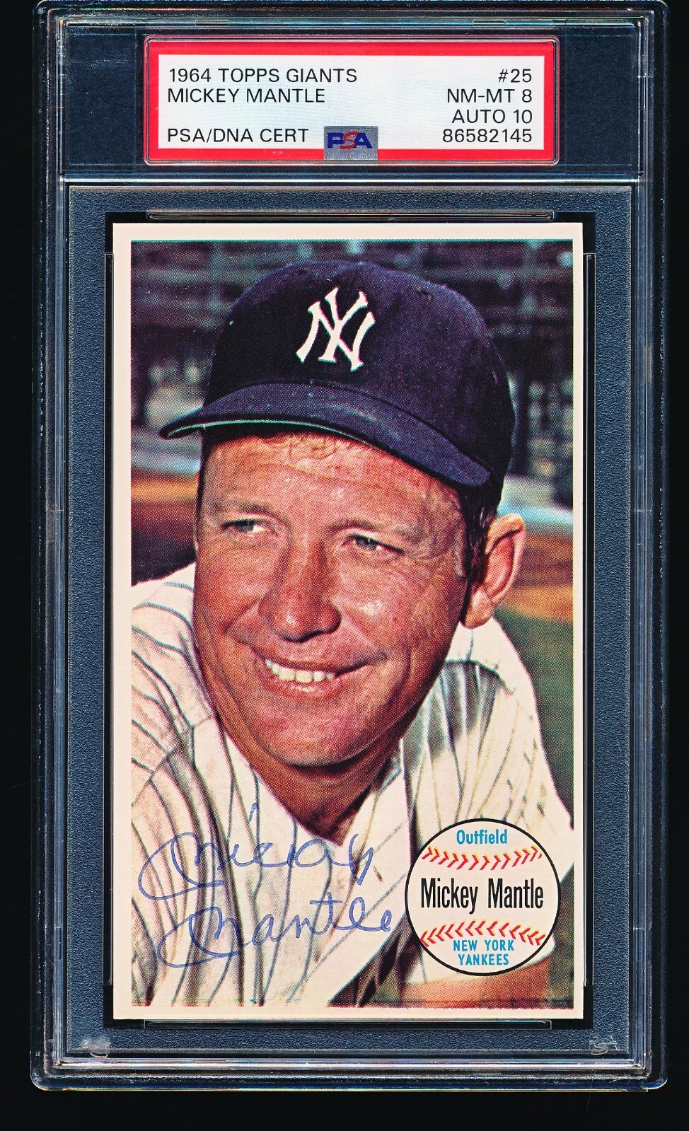 1964 Topps Giants Signed Autographed MICKEY MANTLE #25 PSA 8 Auto 10 ...