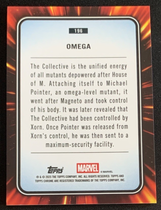 2025 Topps Chrome Marvel Omega Iron Man Red & Gold Lazer Refractor 40/ ...