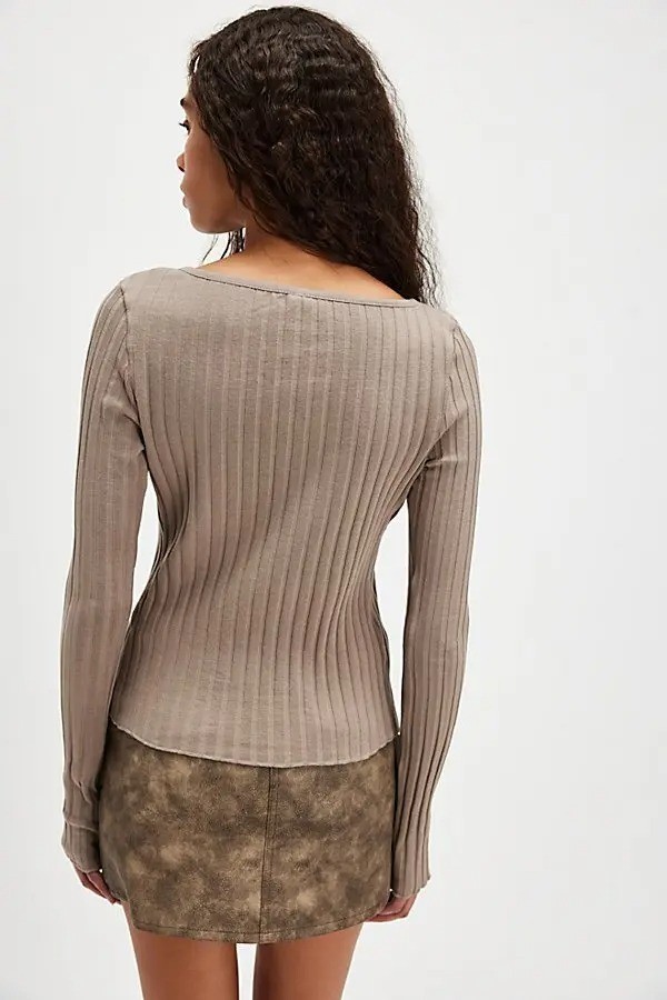 Free People Tilly Long-Sleeve Cardi Blouse Top Knit Ribbed Button Down XL 280562 | eBay