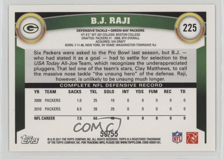 2011 Topps Black /55 BJ Raji #225 | eBay