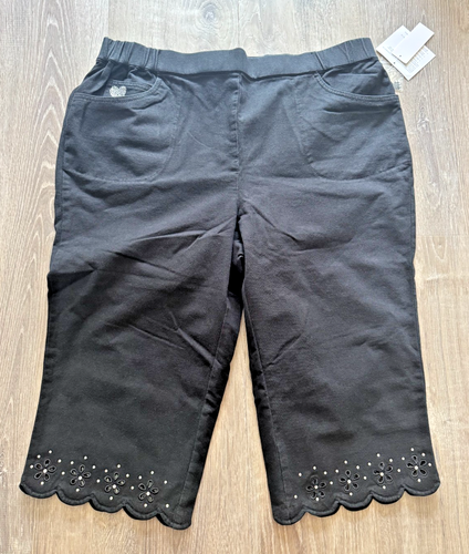 Black Dream Jeannes Pull On Quacker Factory Capri Pants Crop Pant ...