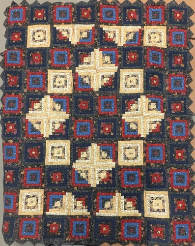 Vintage Handmade Blue Log Cabin Pattern Quilt 50 x 63 | eBay