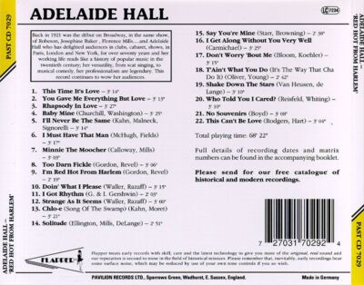ADELAIDE HALL - RED HOT FROM HARLEM NEW CD 727031702924| eBay