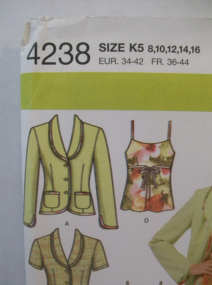 Simplicity Pattern 4238 Miss Size 8-16 Dress Top Cropped Pants Lined ...