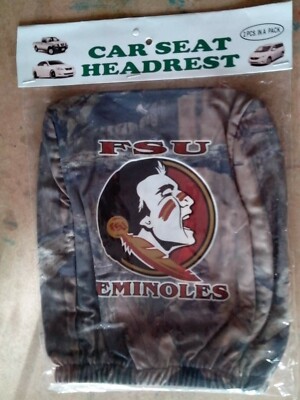FSU SEMINOLES CAR SEAT HEADREST COVER SET OF 2 FLORIDA STATE UNIVERSITY ...