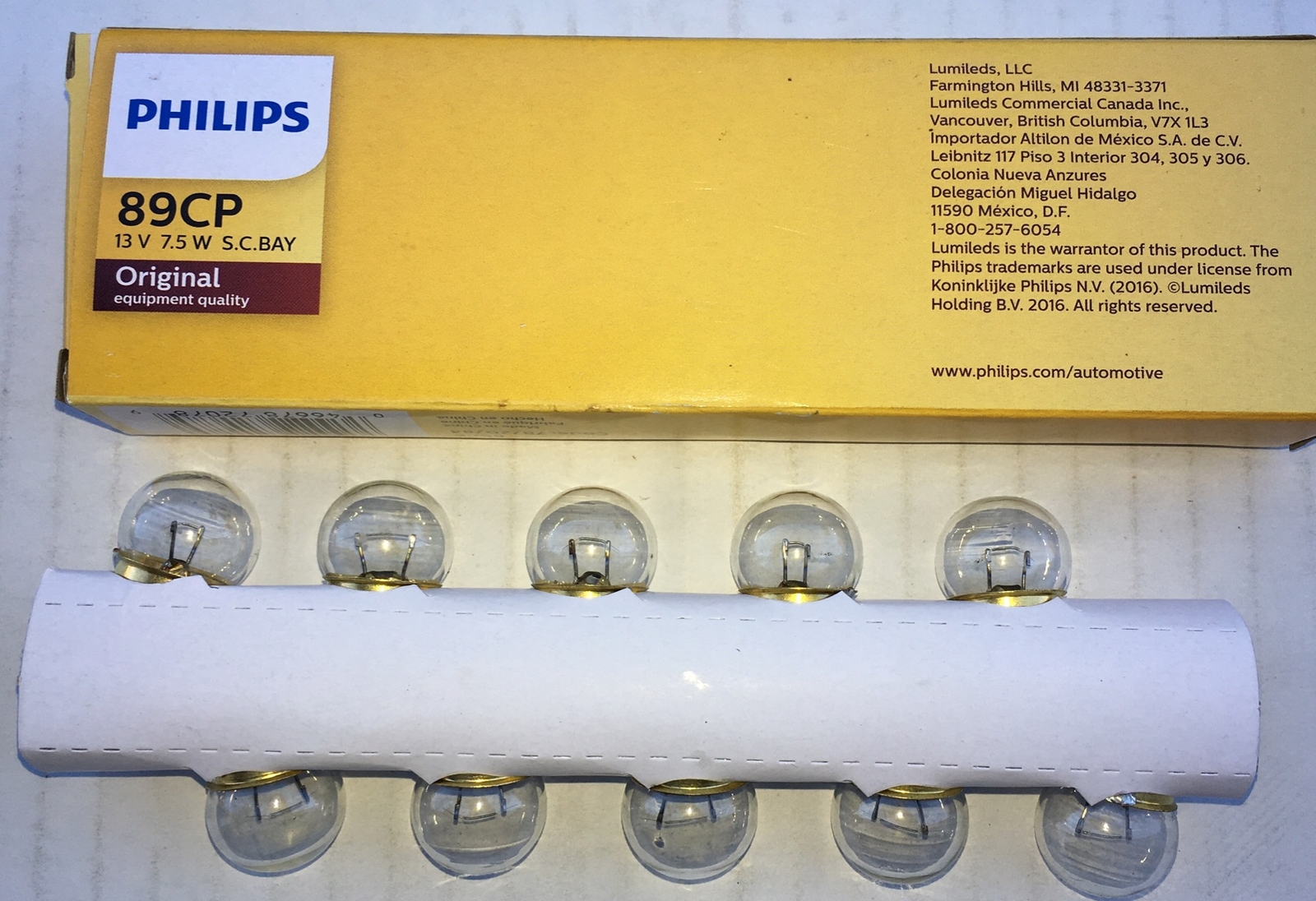 10 Phillips 89 Cp Original Equipment Automotive Miniature Light Bulbs ...