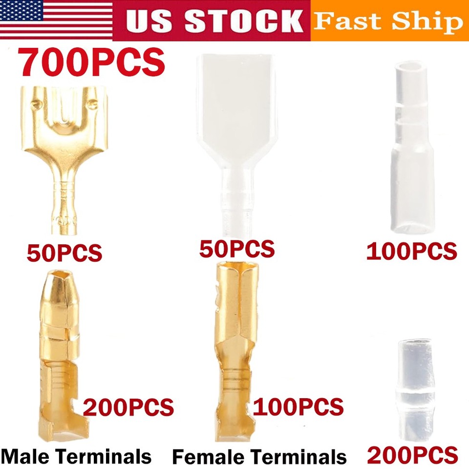 1260PCS Male&Female Motorcycle Brass Bullet Terminals Electrical Wire ...