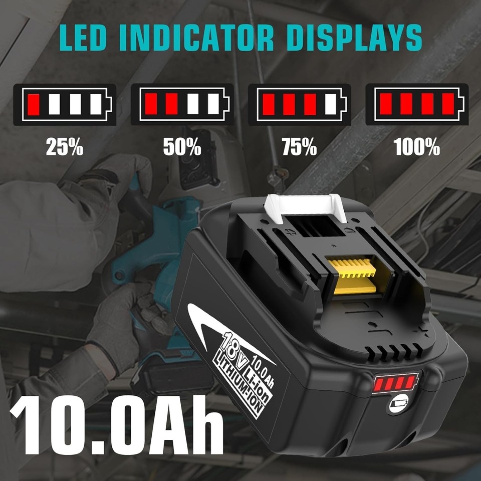 BL1860B 8.0Ah 10.0Ah 18V Lithium-Ion Battery For Makita BL1850B BL1840B ...