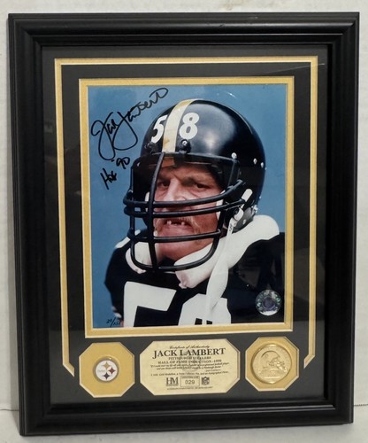 Jack Lambert 16x20 Mean Close Up Photo Signed Framed Steelers HOF ...