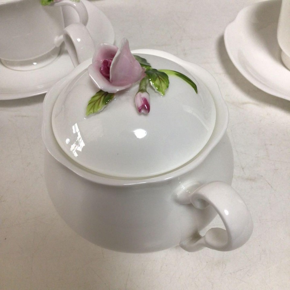 Maruri Bone China Demitasse Floral Cup and Saucer Set Sugar Pot | eBay