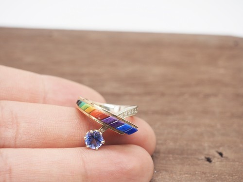 Estate John Tolle 14k Gold Diamond Multi Gemstone Band Ring- Sz 7 ...