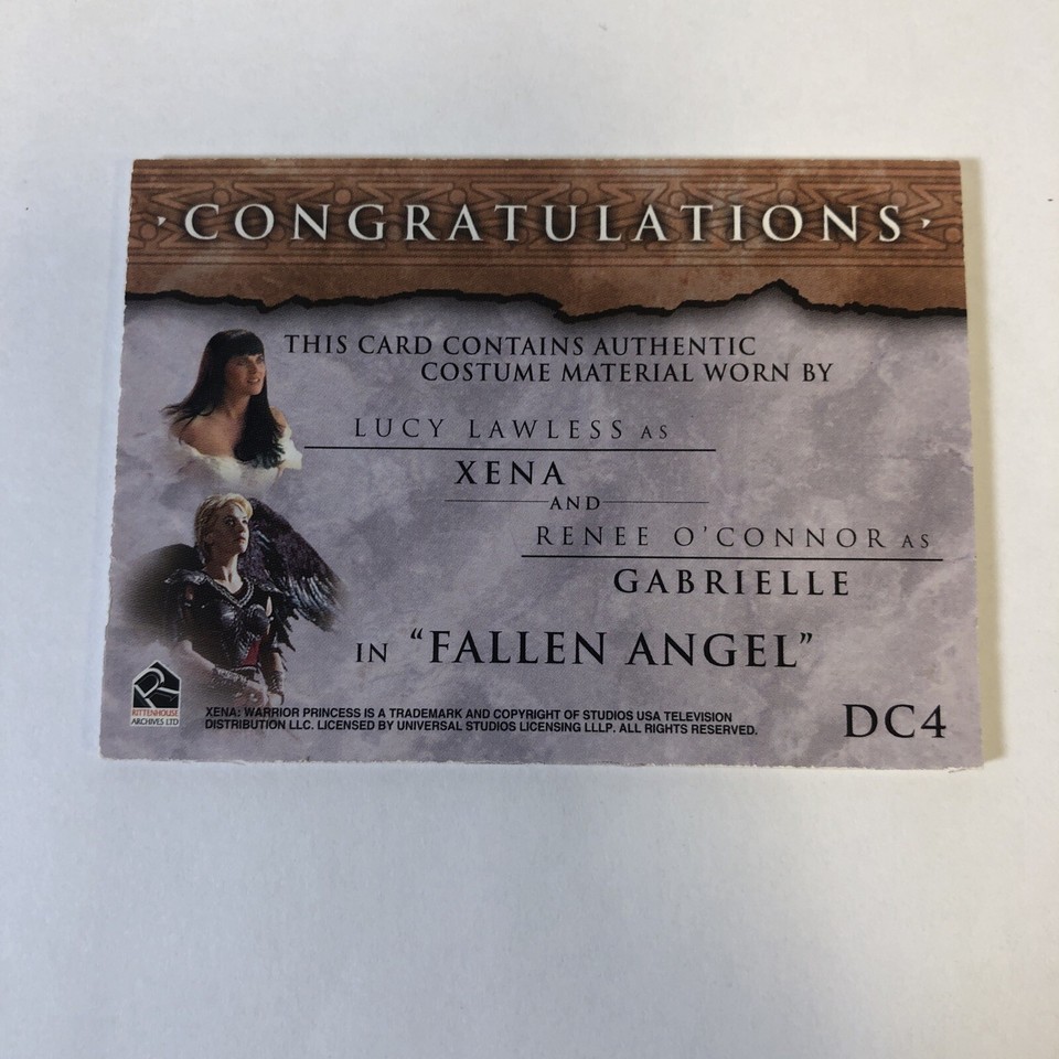 2002 Xena “Fallen Angel” XENA & GABRIELLE Costume DUAL Card DC4 ...