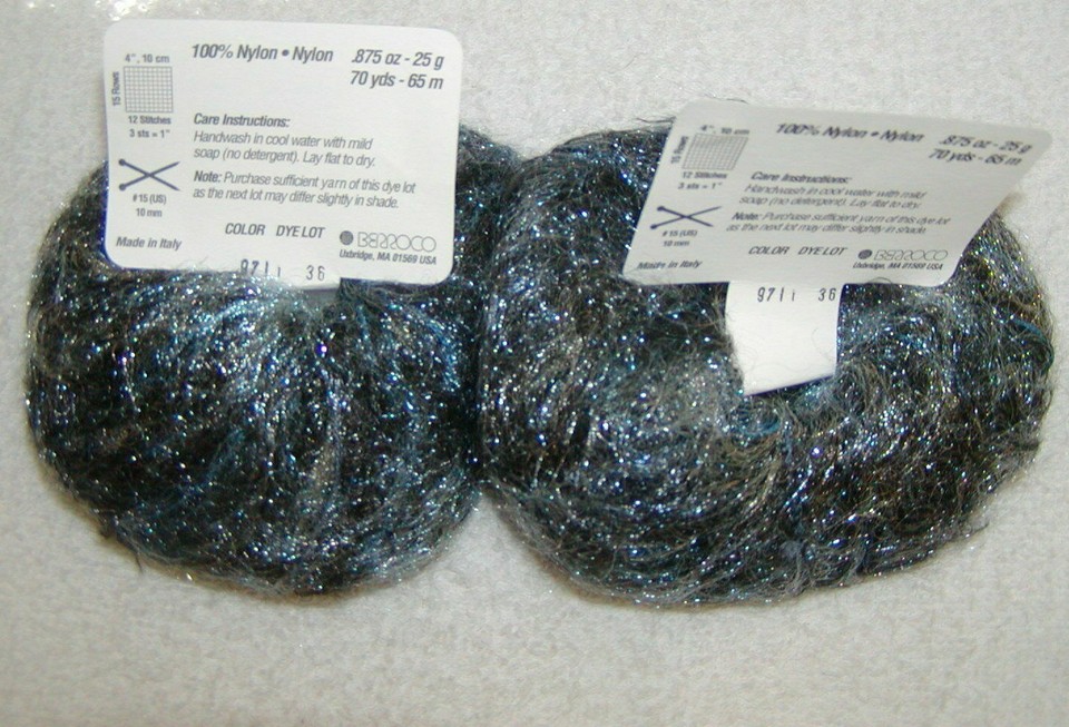 2 Skeins - BERROCO GLITZ #9711 - SILVER STREAK ~ 100% Nylon. 140 yards ...