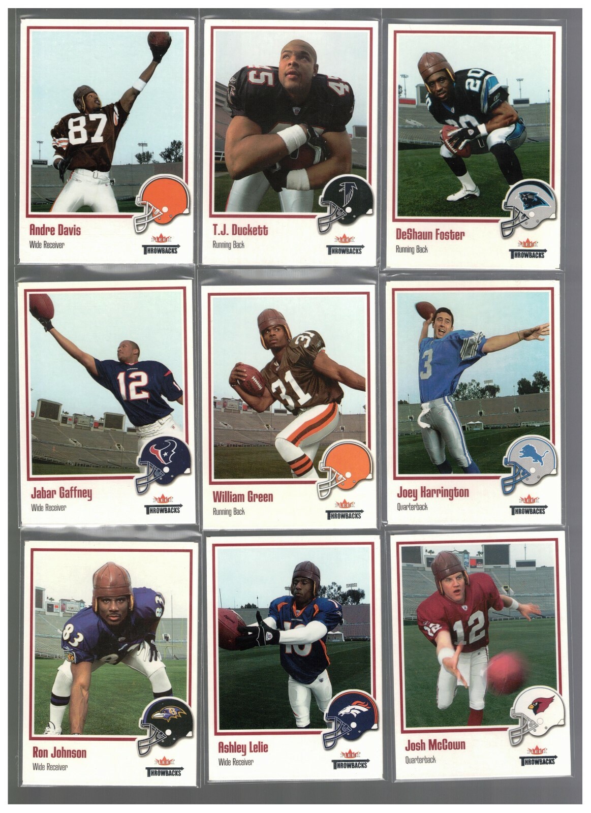 2002 FLEER THROWBACKS NFL 125-CARD COMPLETE SET INCLUDES (25) ROOKIES ...