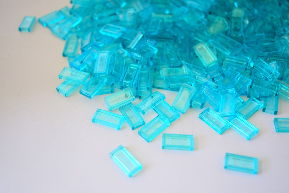 ☀️Lego 1x2 Trans-Light Blue Tiles x100 Building Ice Piece Bulk Lot ...