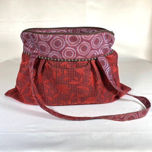 Maruca Jacquard Handbag Shoulder Bag Purse Red Wine Floral Circles ...
