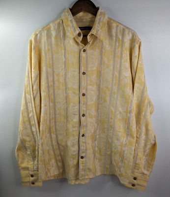 GEORG ROTH Los Angeles Shirt Mens XL Paisley Yellow Floral Print Long ...