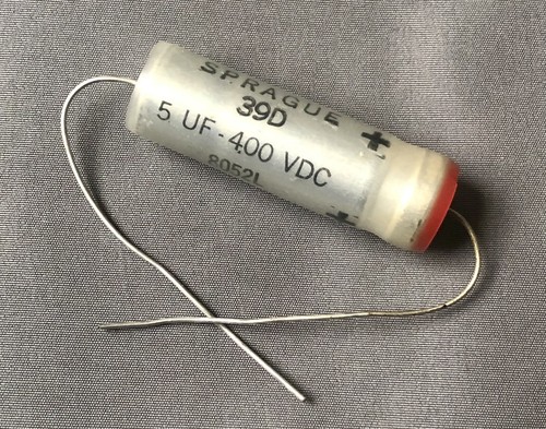 Sprague 4 uF 400V Electrolytic Capacitor 39D axial lead tests good 1980 ...