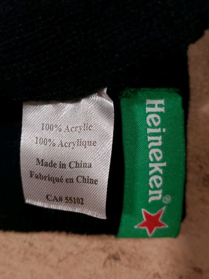 Heineken Beer Black Knit Beanie Hat Acrylic One Size Promo Logo Winter ...