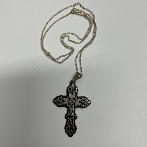 CII Mexico Sterling Silver ROSE OF SHARON CROSS necklace 24" | eBay