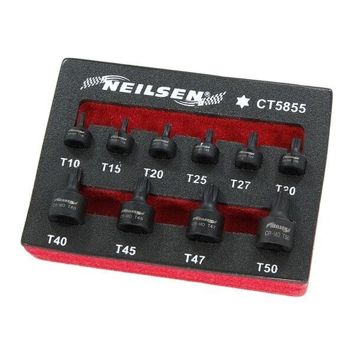 Impact Stubby Torx T-Star Bit Socket Set Low Profile 1/4" & 3/8"Dr T10 ...