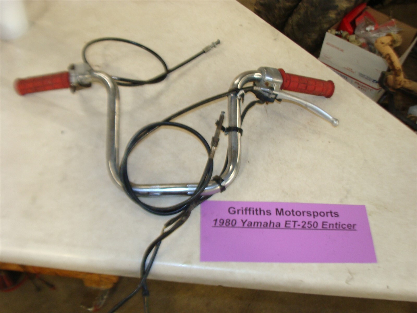 1980 YAMAHA ENTICER ET250 oem bars handlebars levers cable thumb brake ...