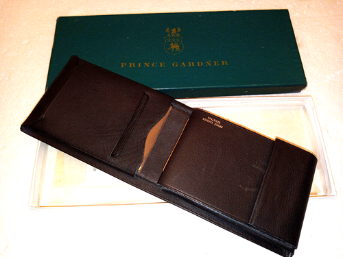 vintage NIB Prince Gardner men's Black Leather Bi-Fold Wallet registrar ...
