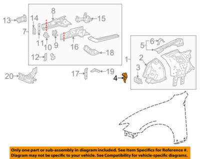 53837-24010 Toyota Bracket, front side panel, no.2 5383724010, New ...