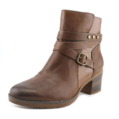 Naturalizer Ringer Leather Round Toe Belted Ankle Boot, Brown Size 10 ...