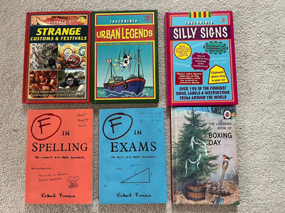6 x Humorous Books. F in Exams & Spelling. Boxing Day, Silly Signs ...