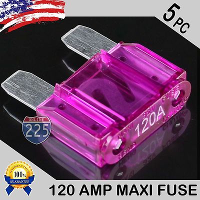 5 Pack 120A AMP Platinum Plated Large Audio Blade MAXI Fuse 12V 24V 32V ...