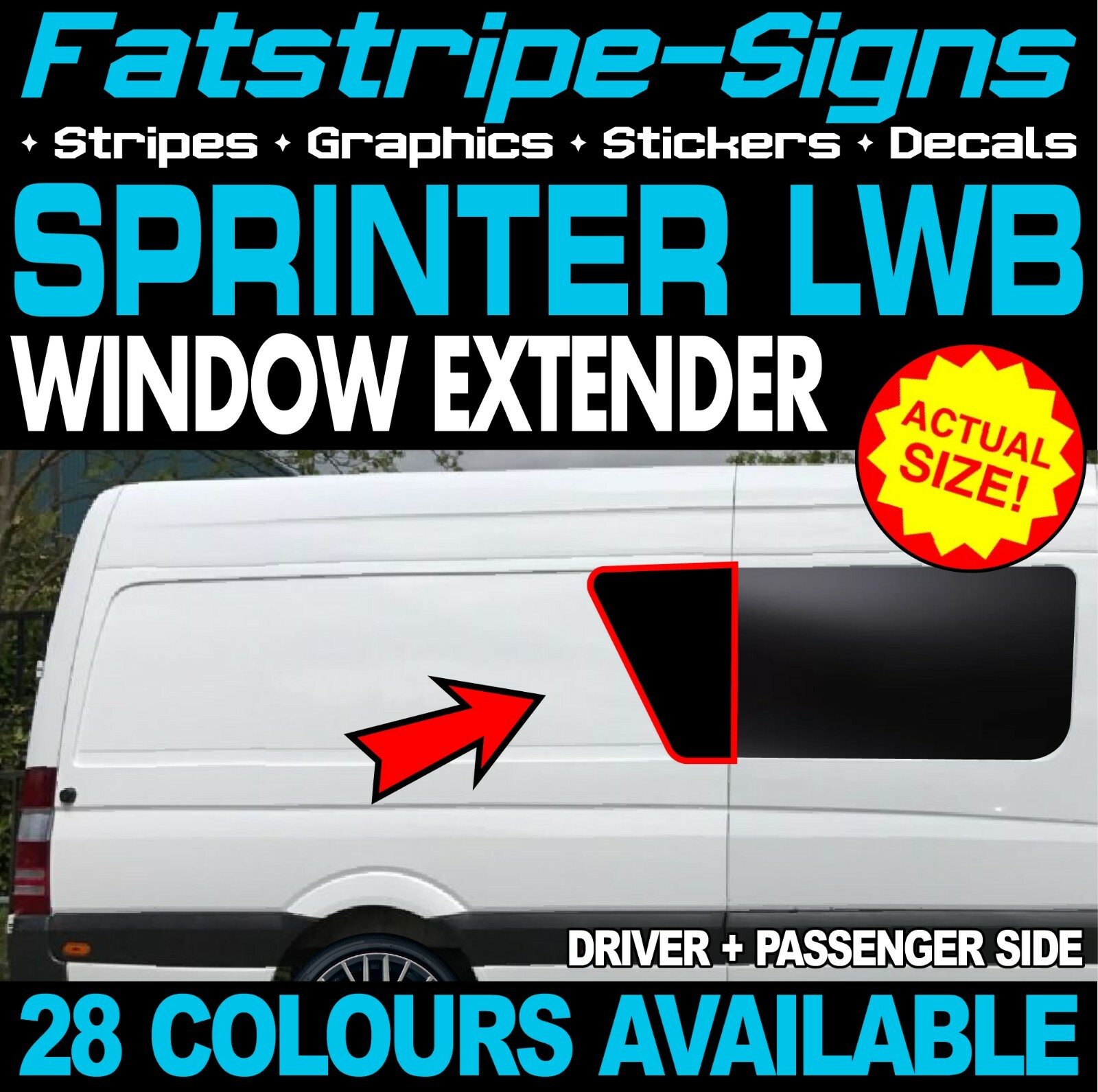 to fit MERCEDES SPRINTER LWB WINDOW EXTENDER CAMPER VAN STICKERS ...
