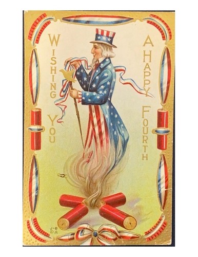 UNCLE SAM IN SMOKE FROM FIRECRACKERS,4TH JULY | eBay