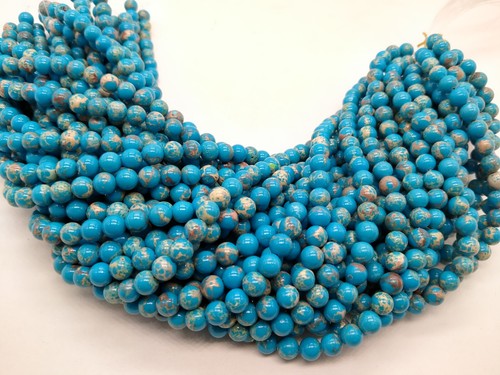 Blue Copper Turquoise Round, Natural Copper Turquoise 8mm Beads 12"inch ...
