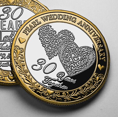 30th Pearl Wedding Anniversary Dual Metal Commemorative Coin. Gift ...