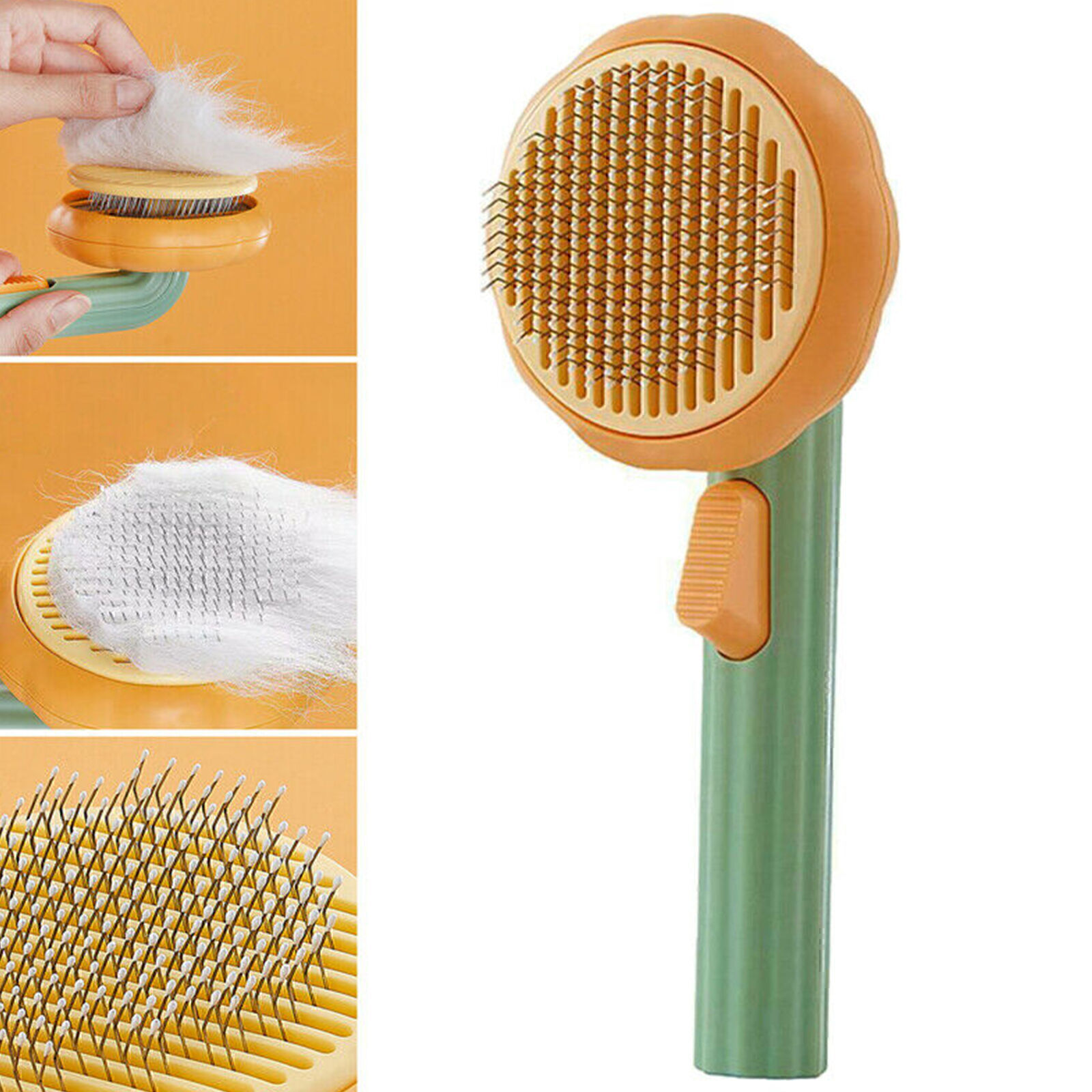 Self Cleaning Slicker Comb For Dog Cat Rabbit Puppy Grooming Pumpkin ...