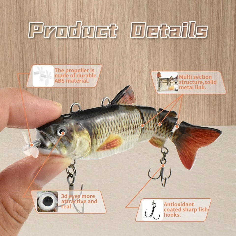 Automatic Electric fishing bait Electric 4-Segment led lure | eBay