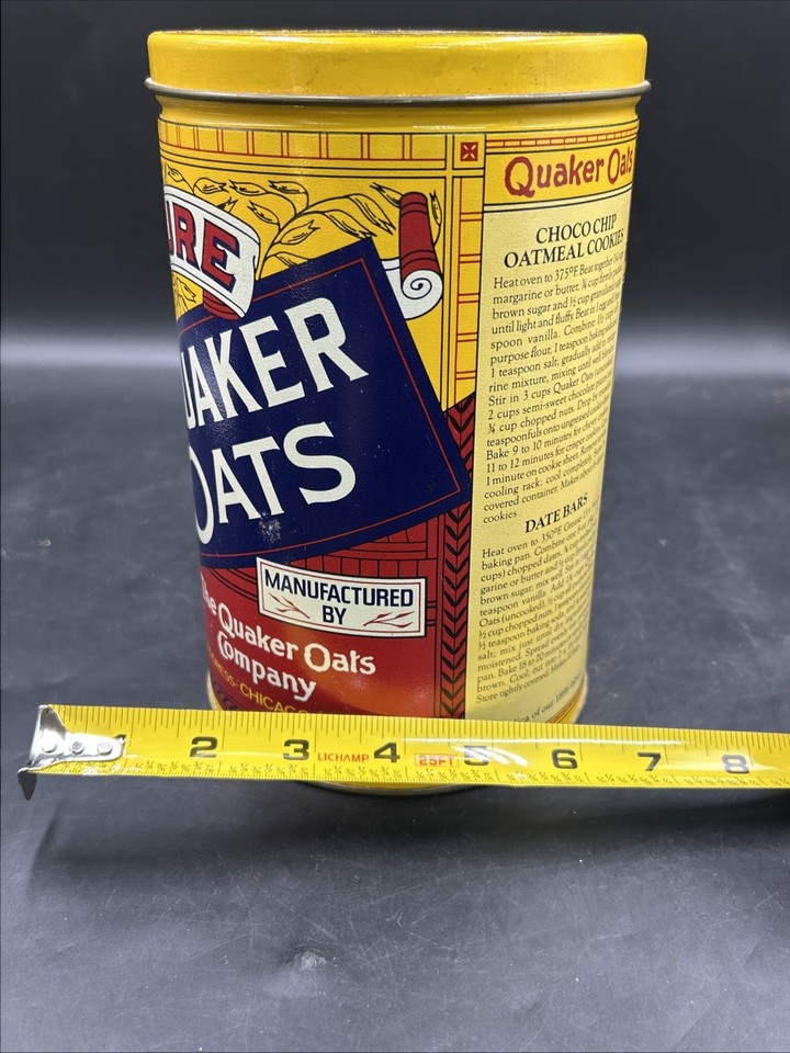 Vintage Pure Quaker Oats Tin Can Container. Quaker Limited Edition 1984 ...