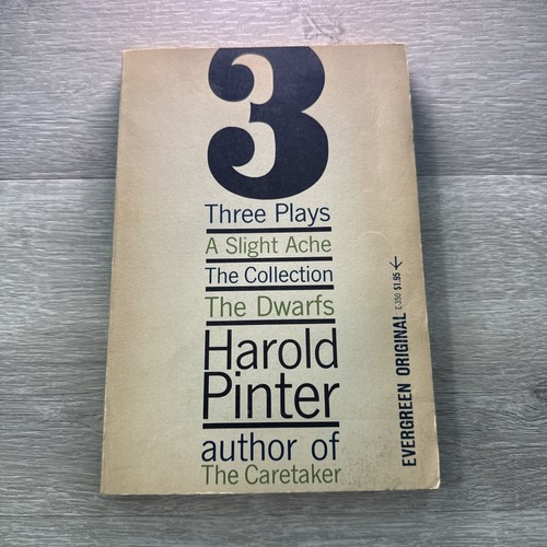 Three Plays Harold Pinter Evergreen 1962 Paperback Slight Ache Dwarfs ...