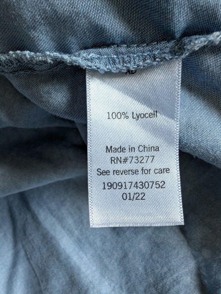 Lauren Lane shift dress blue chambray denim floral Sonoma cottage ...